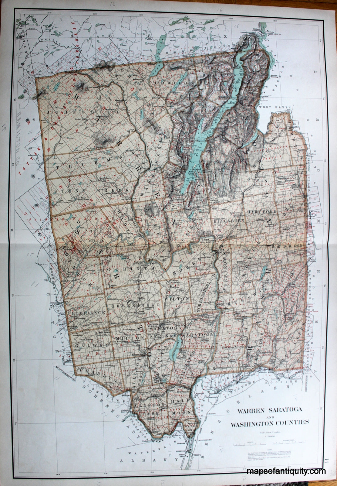 1895 - Warren Saratoga and Washington Counties - Antique Map – Maps of ...