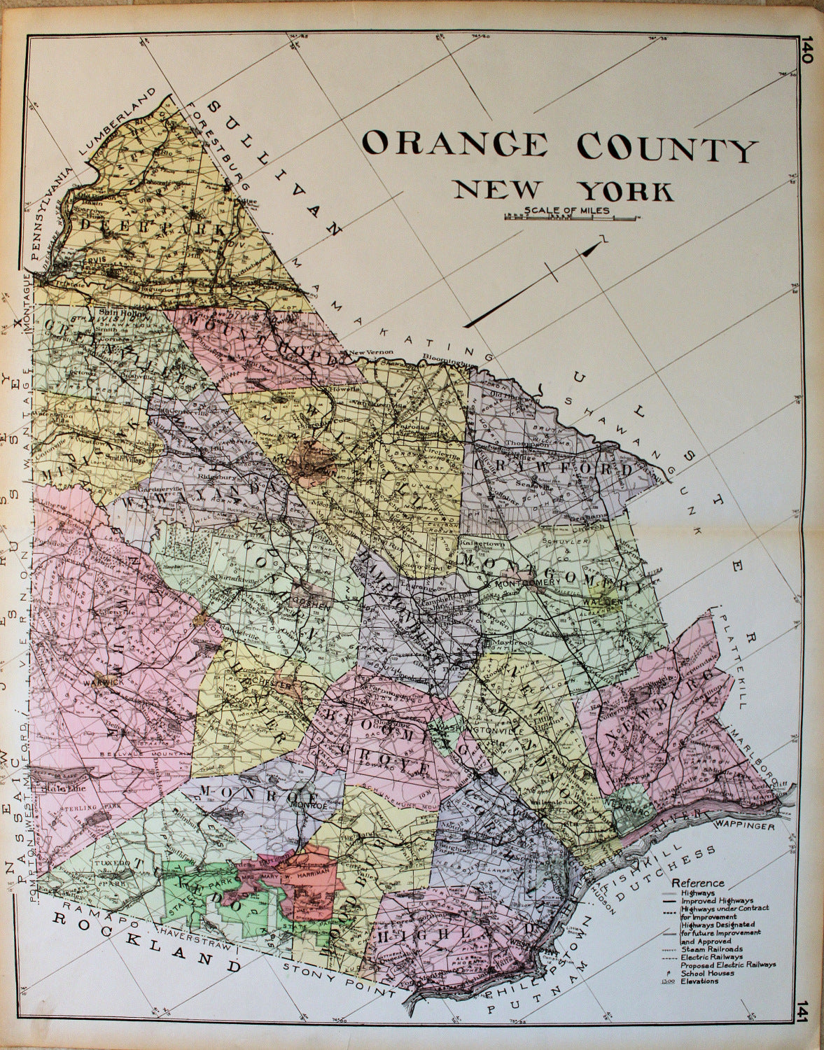 1911 - Orange County New York - Antique Map – Maps of Antiquity