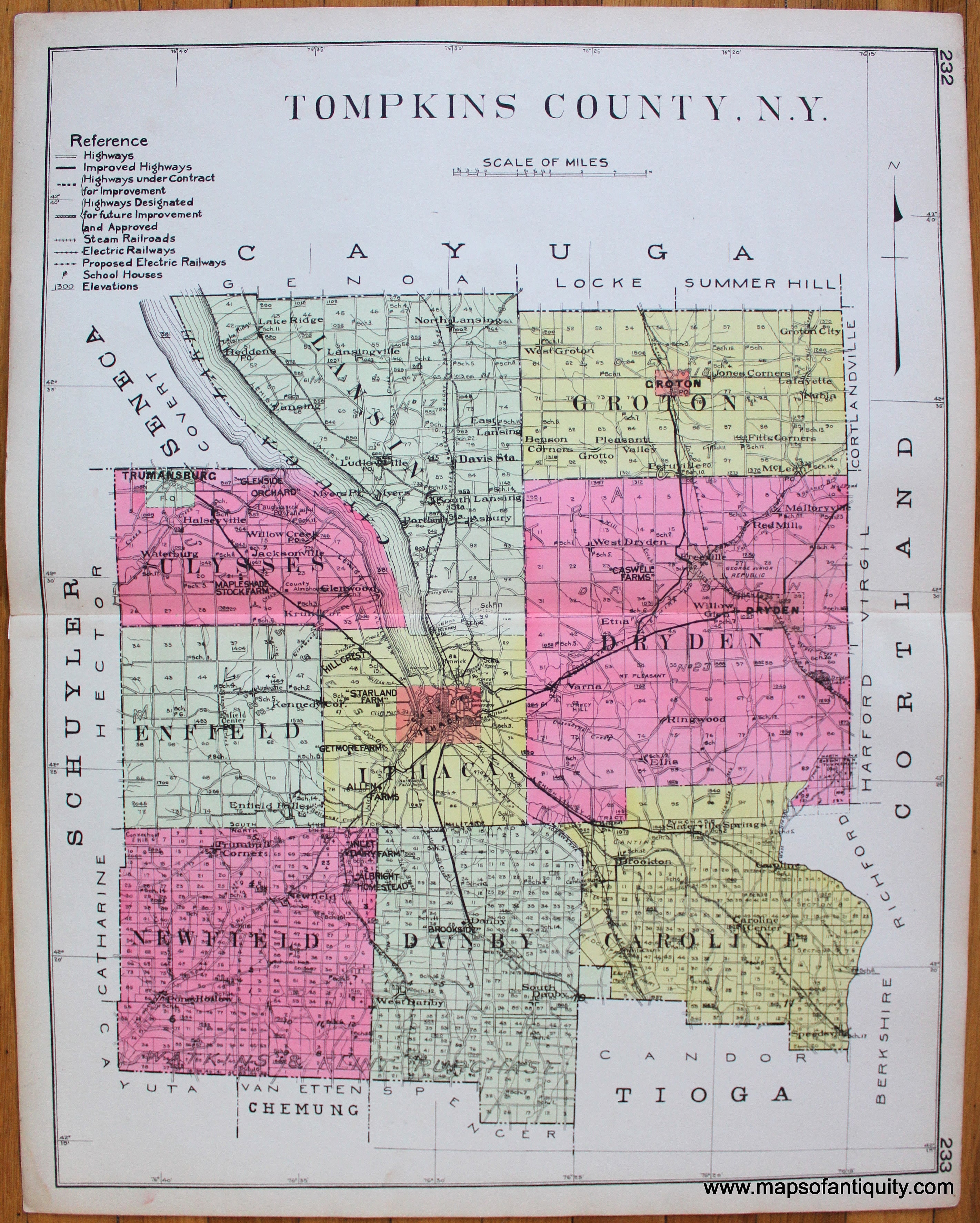 1911 - Tompkins County, New York - Antique Map – Maps of Antiquity
