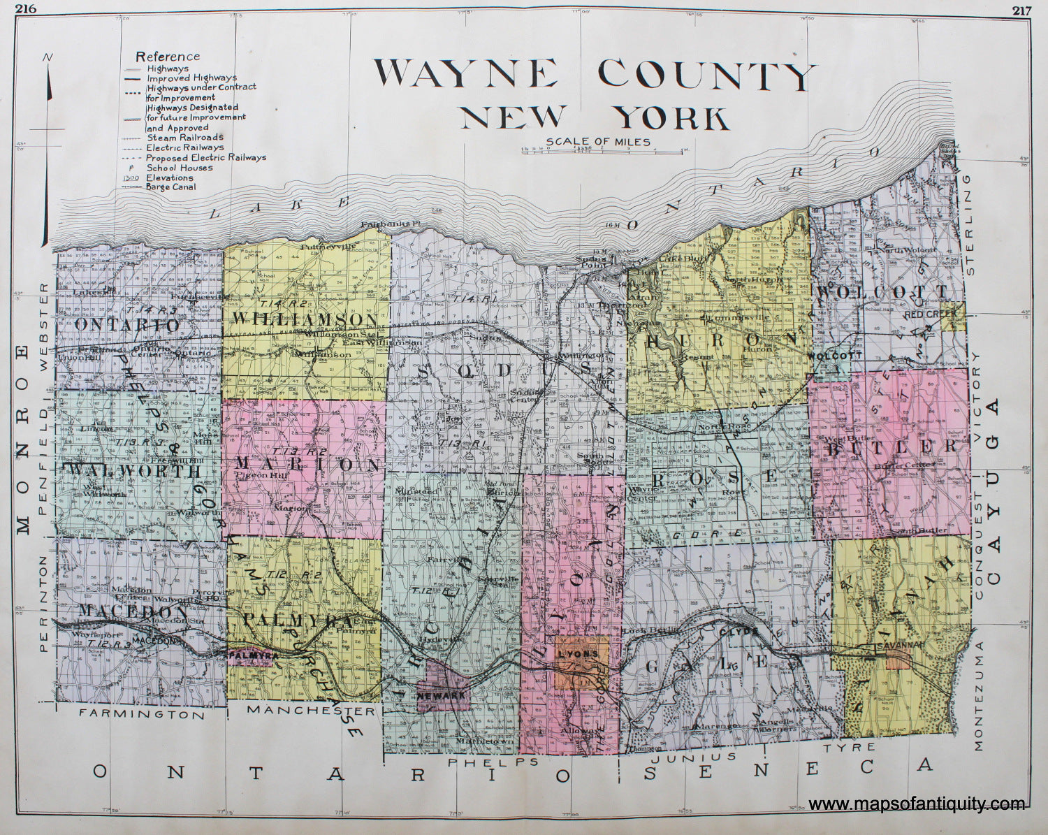 1911 - Wayne County, New York - Antique Map – Maps of Antiquity