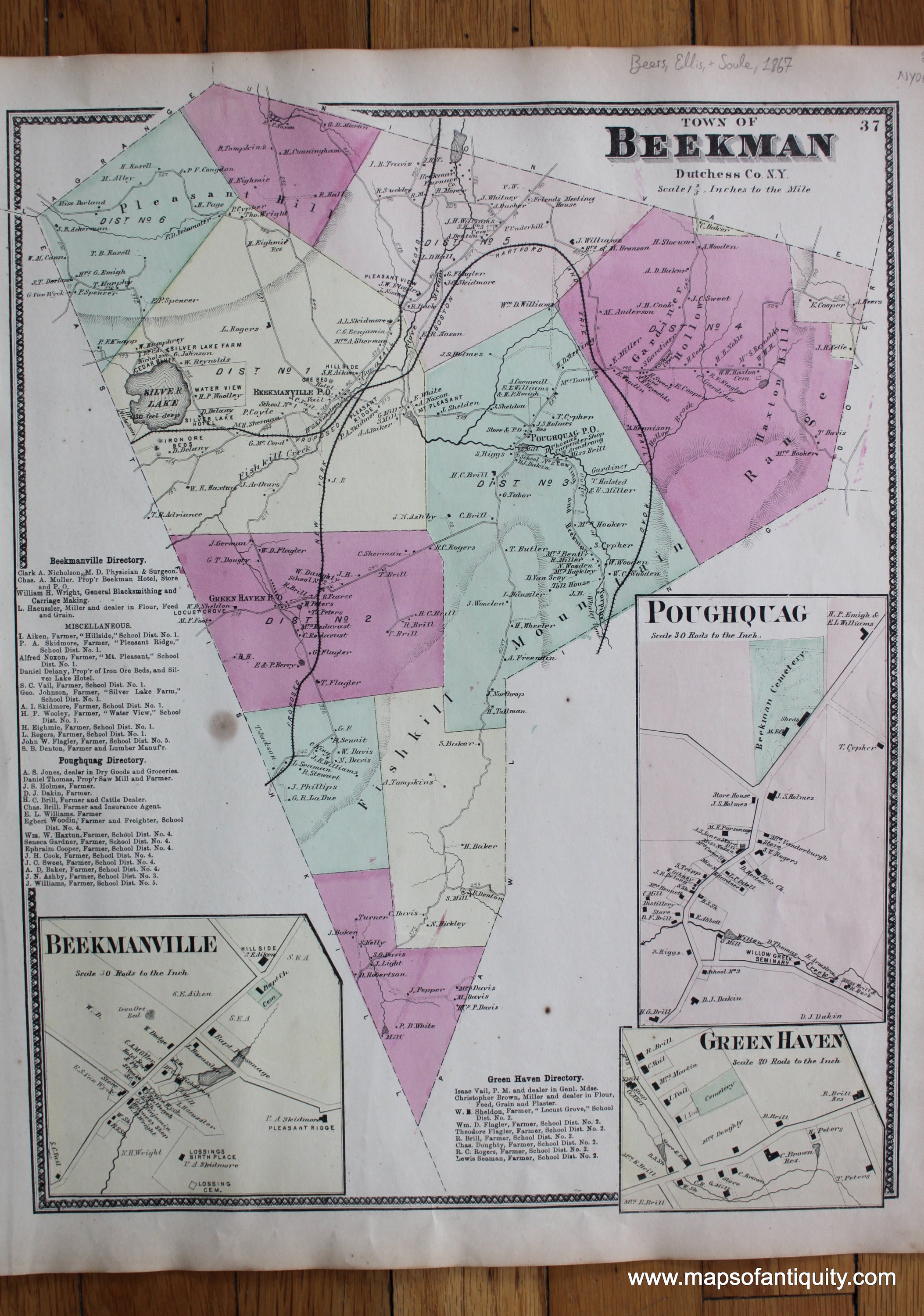 1867 - Town of Beekman (NY) - Antique Map – Maps of Antiquity