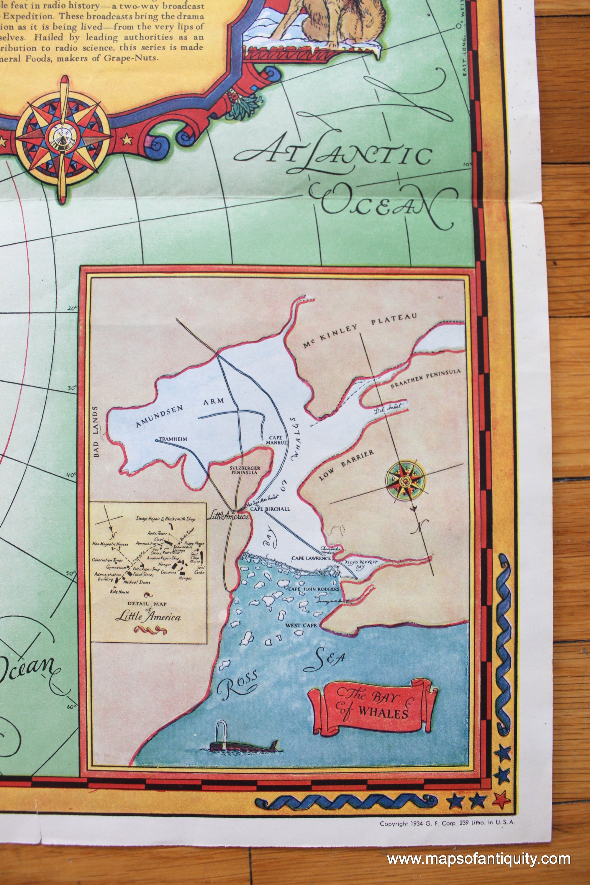 1934 - Authorized Map of the Second Byrd Antarctic Expedition - Antiqu ...