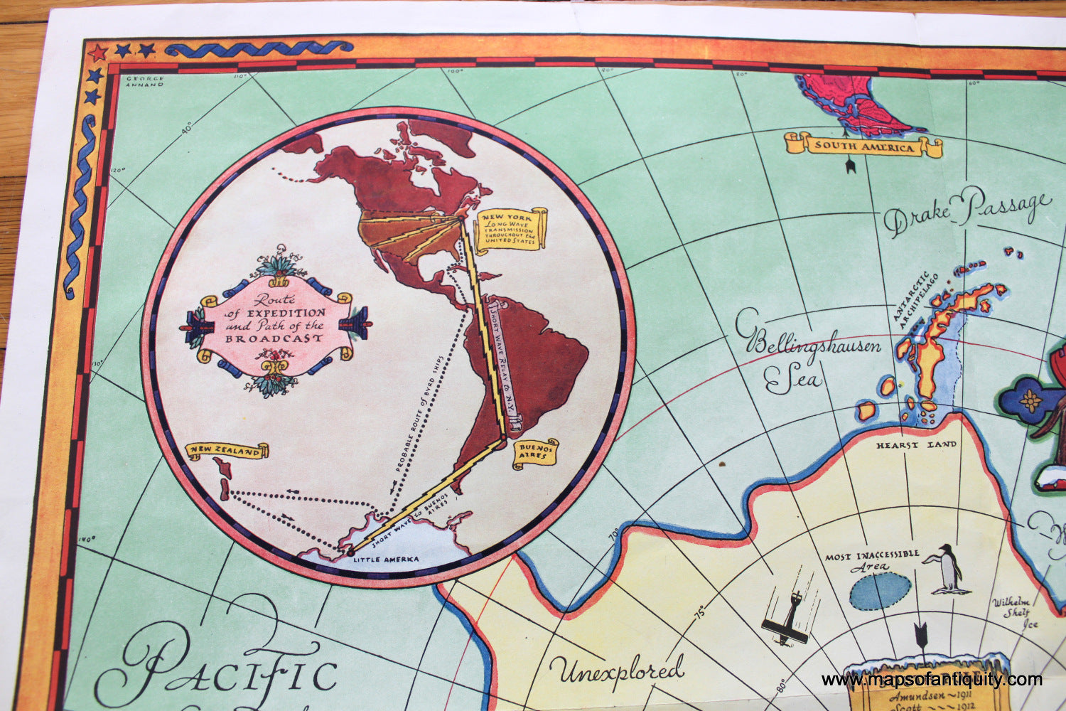 1934 - Authorized Map of the Second Byrd Antarctic Expedition - Antiqu ...