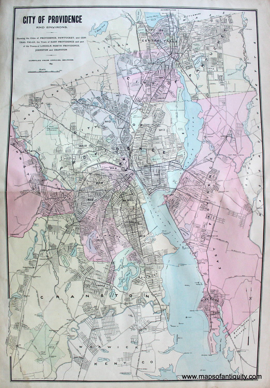 1895 - City of Providence - Antique Map – Maps of Antiquity
