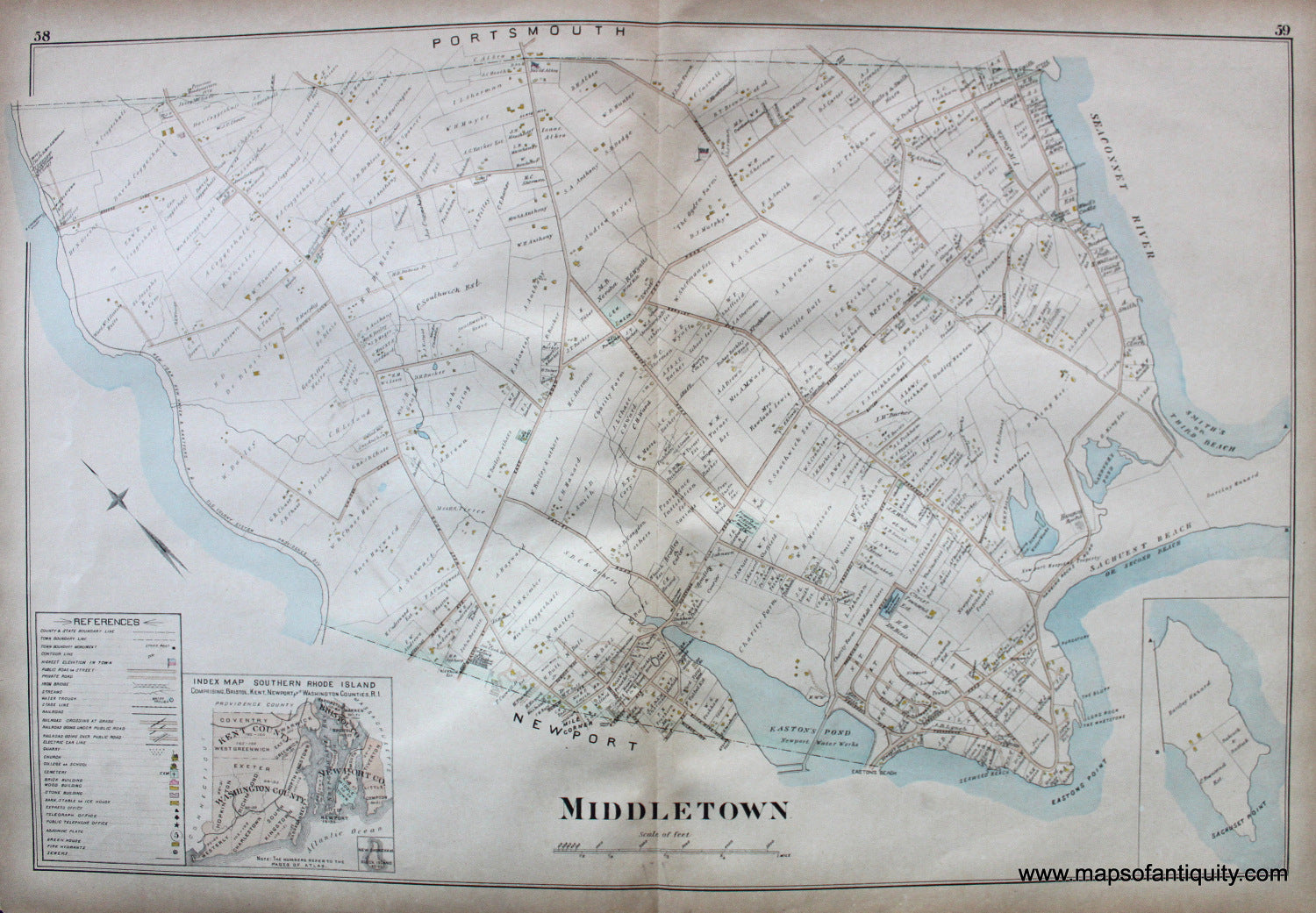 1895 - Middletown (RI)- Antique Map – Maps of Antiquity