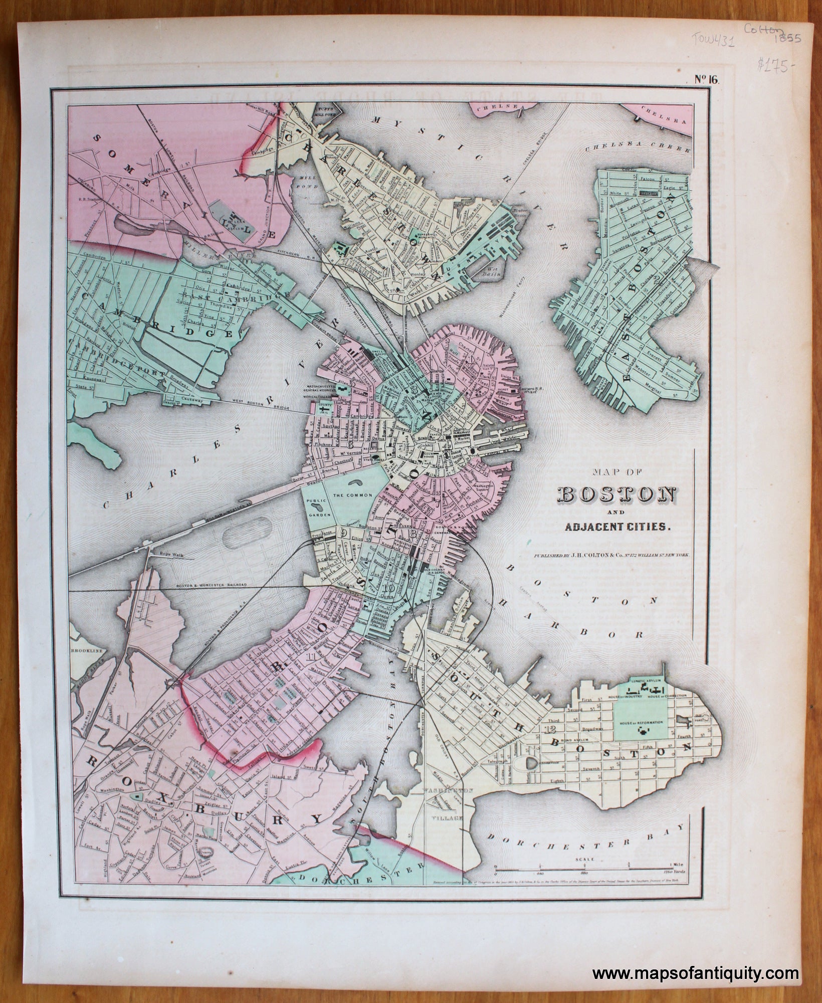 1855 - Map of Boston and Adjacent Cities. ****SOLD**** - Antique Map ...