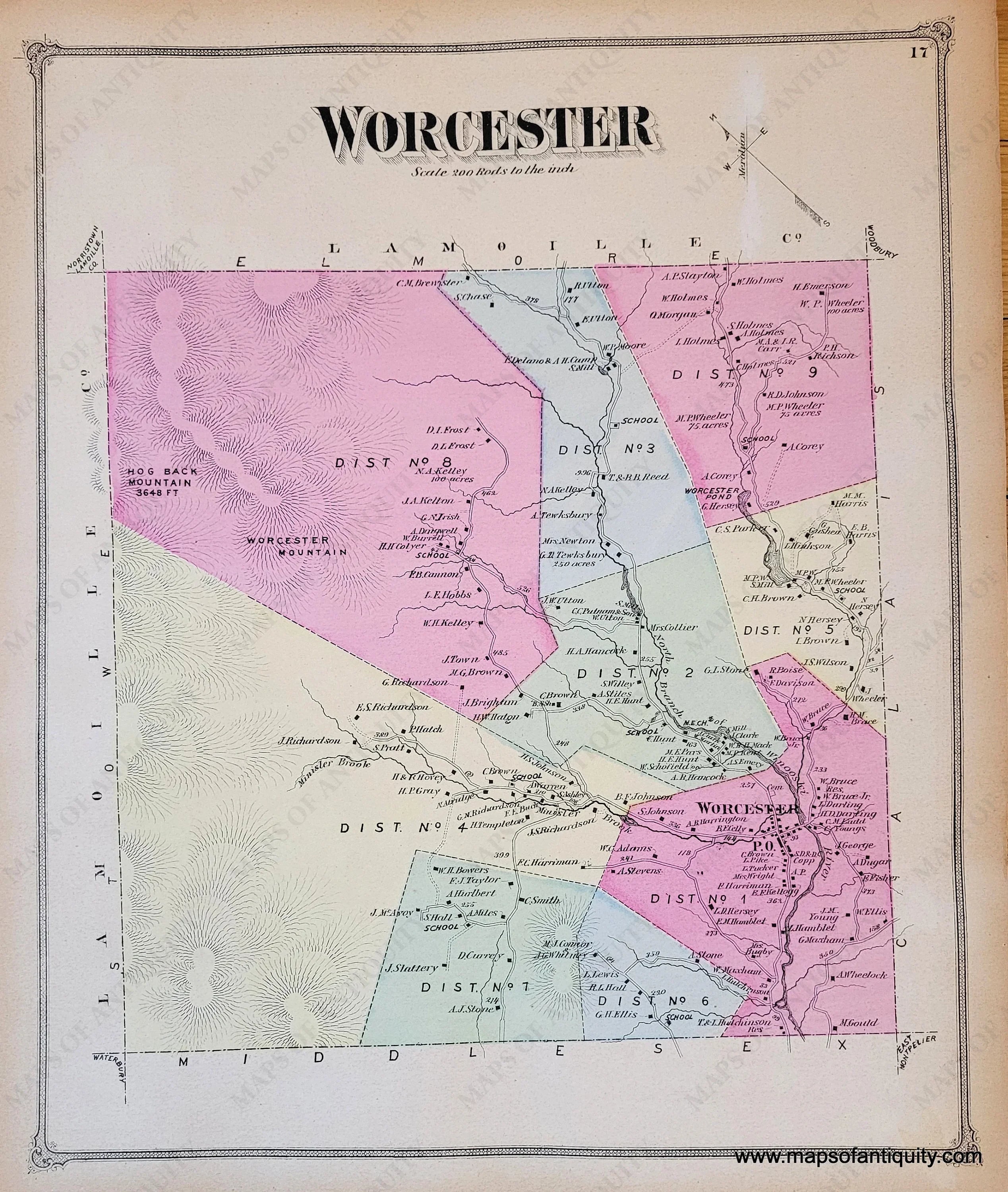 1873 - Worcester (VT) - Antique Map – Maps of Antiquity